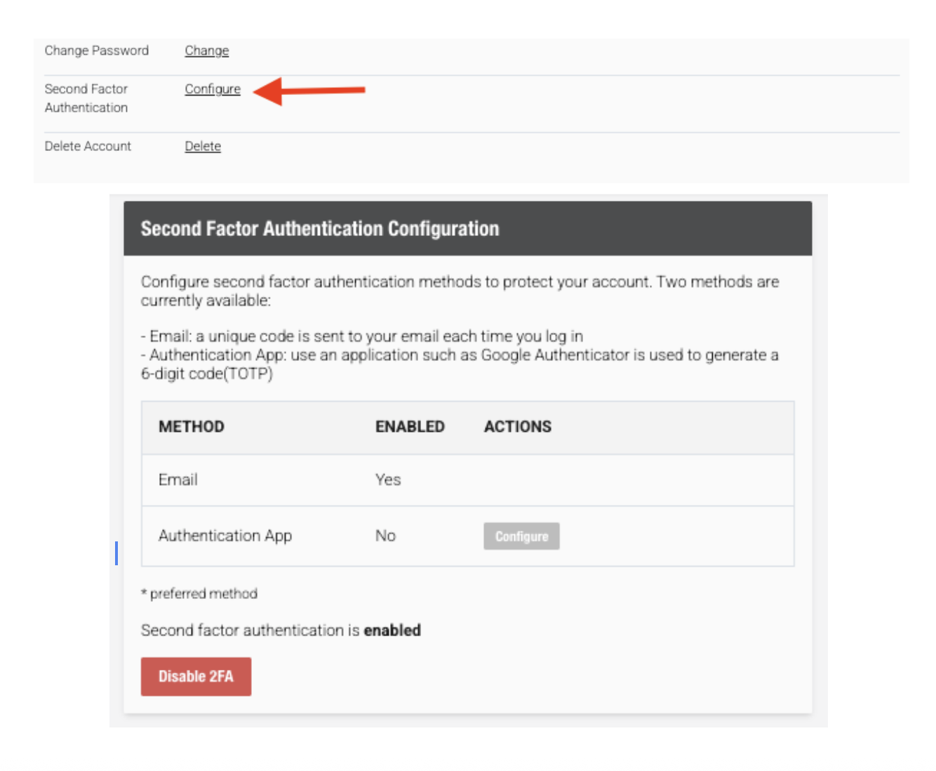 Setting up two-factor authentication on your account